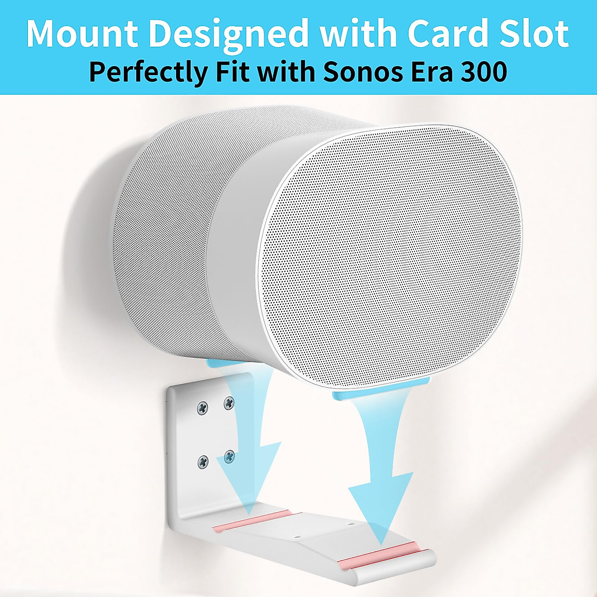 Heavy-duty Metal Speaker Mount for Sonos Era 300 Wall Mount Bracket - Space Saving Speaker Wall Mount Shelf Compatible with Sonos Era 300 Mount for Better Sound, White
