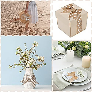 MuRealy Farmhouse Wired Ribbons 2.5 inch, 4 Rolls 20 Yards Welcome Stripe Polyester Ribbons with Buffalo Plaid, Dot Burlap Ribbon for DIY Wreaths Christmas, Birthday Wedding Decor