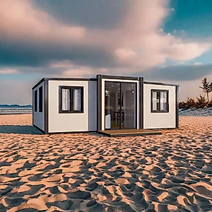 Generic Portable Tiny Home with Kitchen, Bathroom and Living Space, 19FT x 20FT, Large Outdoor Living Kit, white, 07112003