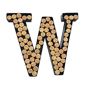 Decomil Wine Cork Holder (A-Z) (Letter W) | Decorative Wine Letters Cork Holder (W) | Wall Art Cork Holder Decor (W)