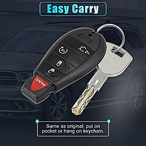 X AUTOHAUX Replacement Keyless Entry Remote Car Key Fob M3N5WY783X 433Mhz for Dodge Grand Caravan Challenger Charger for Ram 1500 2500 5 Button with Door Key