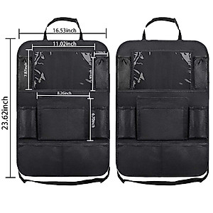 SZcomell Backseat Organizer 2 Pack 9 Storage Pockets and a Touch Screen Tablet Holder, Car Seat Back Organizer and Storage for Kids Toy iPad Bottle Snacks Books