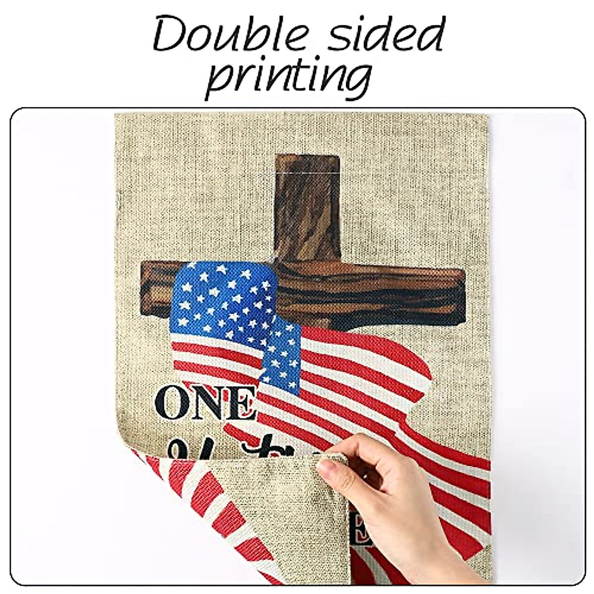 One Nation Under God Garden Flag 4th of July Patriotic Welcome Flag Memorial Day Garden Flag Independence Day Burlap Yard Sign Vertical Double-Sided arty Decorations Supplies for Indoor Outdoor Lawn 12.4 x 18.2 Inch