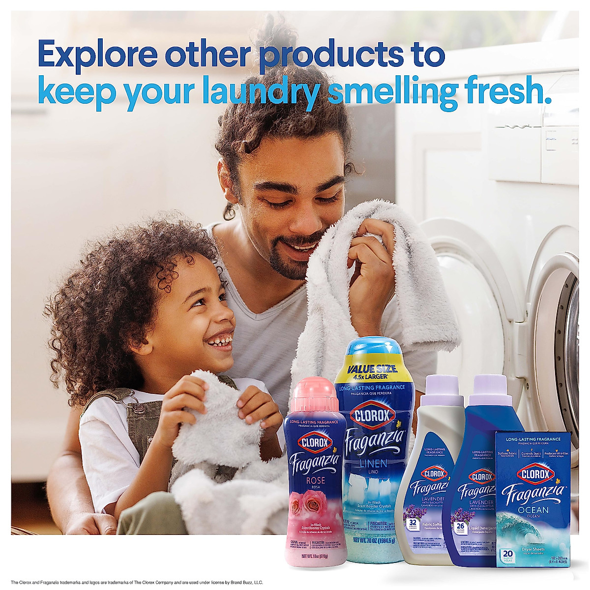 Clorox Fraganzia Laundry Scent Booster Crystals in Spring Scent - Easy to Use In-Wash Freshener Beads in Value Size 4.5x Larger for Long Lasting Fragrance, 70 Ounce - 6 Pack