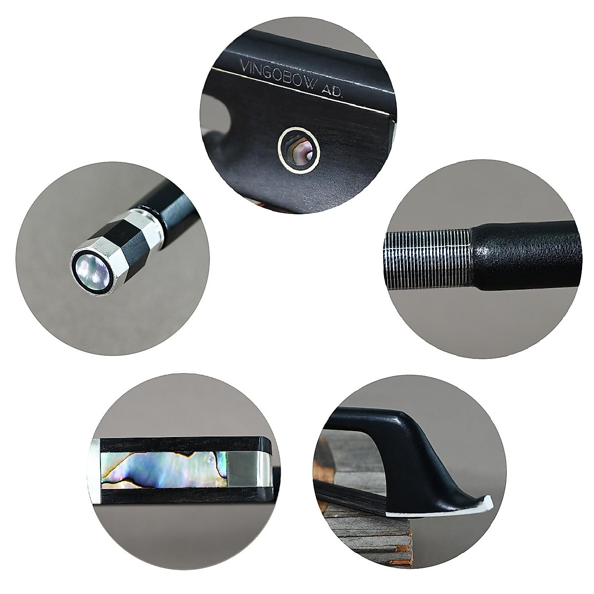 VINGOBOW 4/4 Size Black Horsehair Carbon Fiber Cello Bow