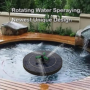 PHIAMOLY 4W Solar Water Foutain with 6 Colorful LED Lights Solar Powered Fountain with 5 Nozzles for Bird Bath, Pond, Pool,Garden, Outdoor