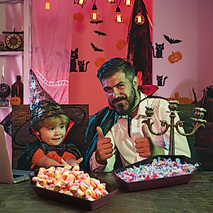 Wiwiqing 2 Pcs Halloween Candy Bowl Plastic Coffin Shaped Serving Tray Spooky Serving Dish Trick or Treat Candy Platter for Halloween Party Food Storage Charcuterie Board Serving Supplies (Castle)