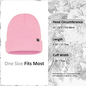 Joywant Knit Beanie Hats for Men Slouchy Acrylic Guys Women Winter Hat Skull Caps All Season Cuffed Unisex Beanies (Pink)