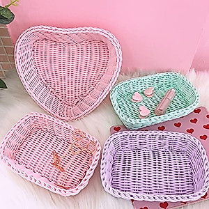 Tainrunse Storage Organizer Baskets Large Capacity Storage Organizer Box Photography Prop for Home Purple Hearts