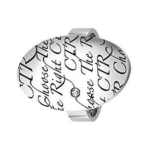 J135 - CTR Ring Stainless Steel w/Cubic zirconium "Script" (6)