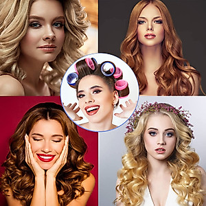 Hair Roller Set 12pcs, Hair Curlers Rollers Self Grip Hair Roller with Clips, Hair Rollers Salon Hair Dressing DIY Curly Hairstyle, Jumbo, random color