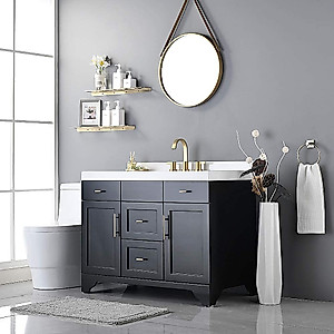 Phiestina 8 Inch 3 Hole 2 Handle Waterfall Widespread Brushed Gold Bathroom Sink Faucet with Metal Pop-Up Drain, WF040-1-BG