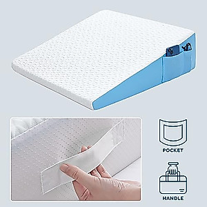 ColdHunter 7.5" Wedge Pillow for Sleeping: Bed Wedge After Surgery, Cooling Memory Foam Pillow for Back Support and Leg Elevation, Triangle Pillow for Sleeping Acid Reflux & Heartburn & GERD & Snoring