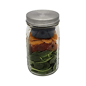 Divider Cup by Mason Jar Lifestyle - For Salads, Dips, and Snacks. Plastic Free Bento Lunch Container(Charcoal Gray, Wide Mouth)
