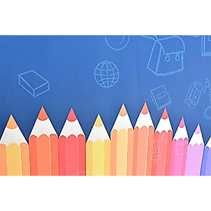 Leyiyi 8x6ft Welcome Back to School Photography Background Old Classroom Chalk Board Blackboard Colored Pens Back Season Grunge Gaffiti Paper Plane Backdrop Students Photo Portrait Vinyl Studio Prop