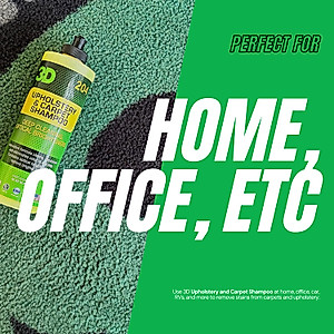3D Upholstery & Carpet Shampoo - High Foam Stain Remover & Odor Eliminator Shampoo 1 Gallon
