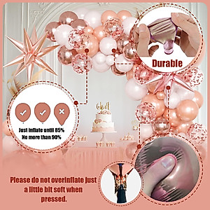 Rose Gold Balloons Arch Kit,144pcs Metallic Rose Gold Confetti Balloon Garland for Women Rose Gold Birthday Party Decorations Bridal Shower Baby Shower Bachelorette Party Decorations