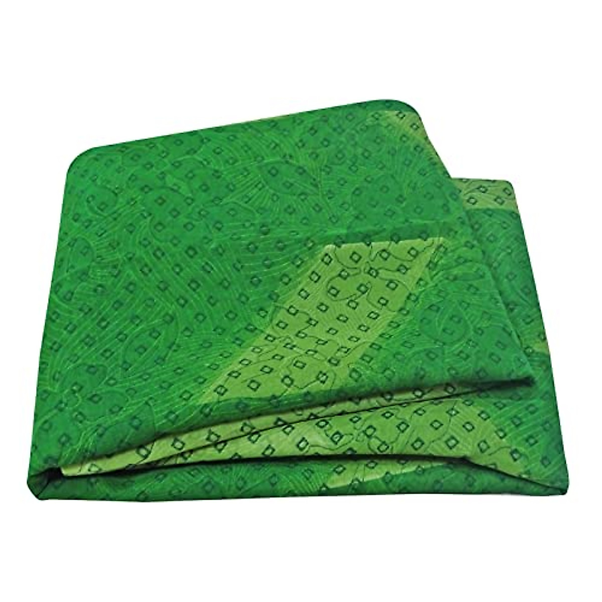 Peegli Vintage Green Saree Abstract Printed Curtain Drape Fabric Georgette DIY Craft Sari
