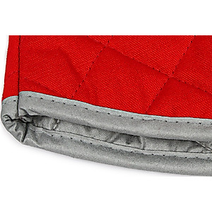 Nouvelle Legende Flame Retardant Kitchen and BBQ Heavy Duty Burn Protection Quilted Mitt, 17 Inches, Red, 2-Pack