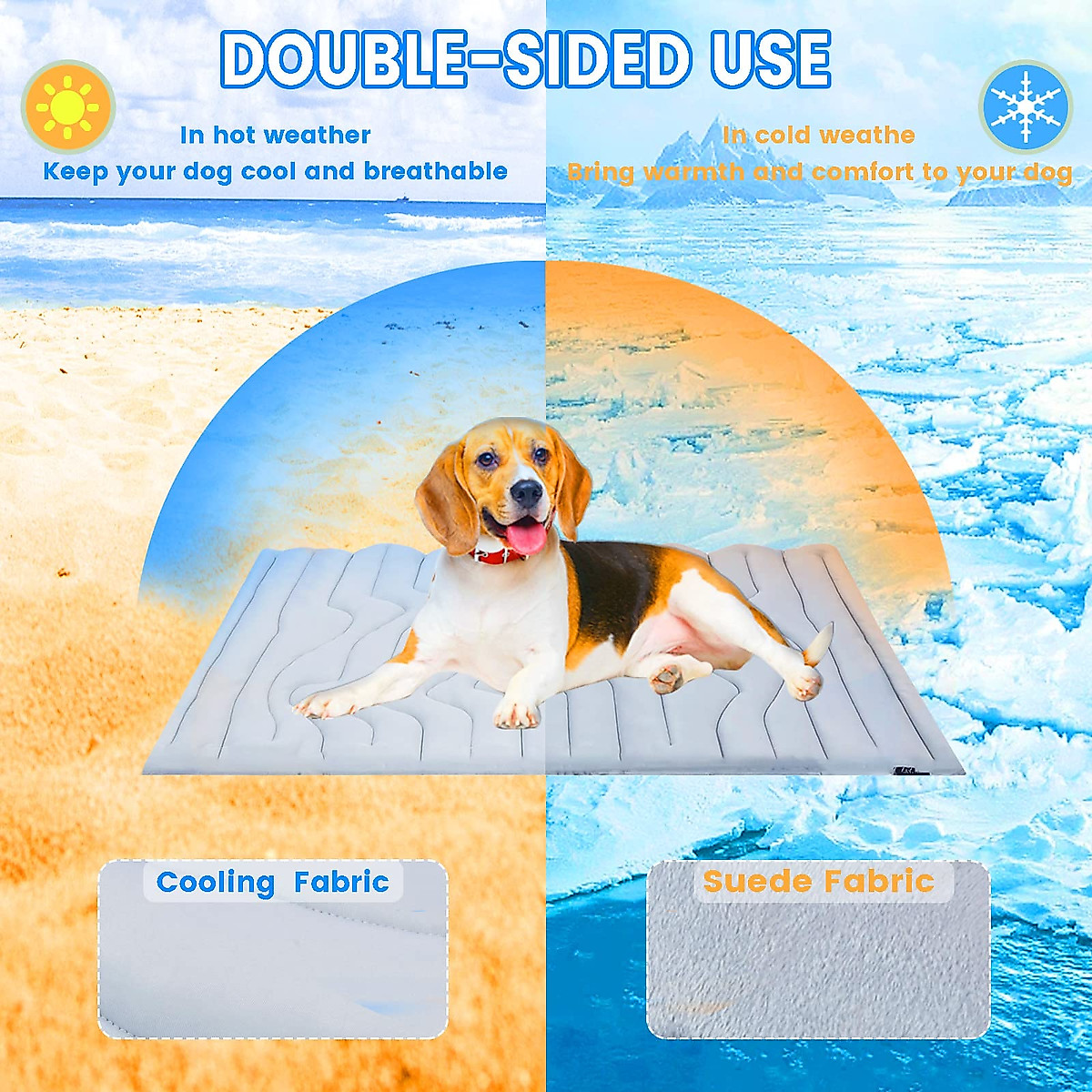 ZonLi Cooling Mat for Dogs, 36" x 23"Medium, Pet Pad Reversible (Cool & Warm), Sleeping Mats for Dog and Cat use in Crate, Machine Washable, Durable, Gel Free, Self Cooling, Grey