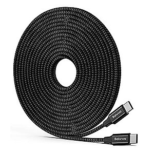 USB C to USB C Cable 20ft, Baiwwa Long USB Type C to Type C Cable 60W PD Fast Charger Cord Braided Compatible with Samsung Galaxy S21 S21+ S20 FE S20 Ultra Note 20, Pixel, Pad Pro/Air, MacBook Pro/Air