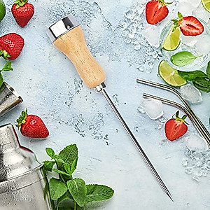 MOTZU 2 Pieces Ice Picks Stainless Steel with Wooden Handle for Kitchen Restaurant Bar Home