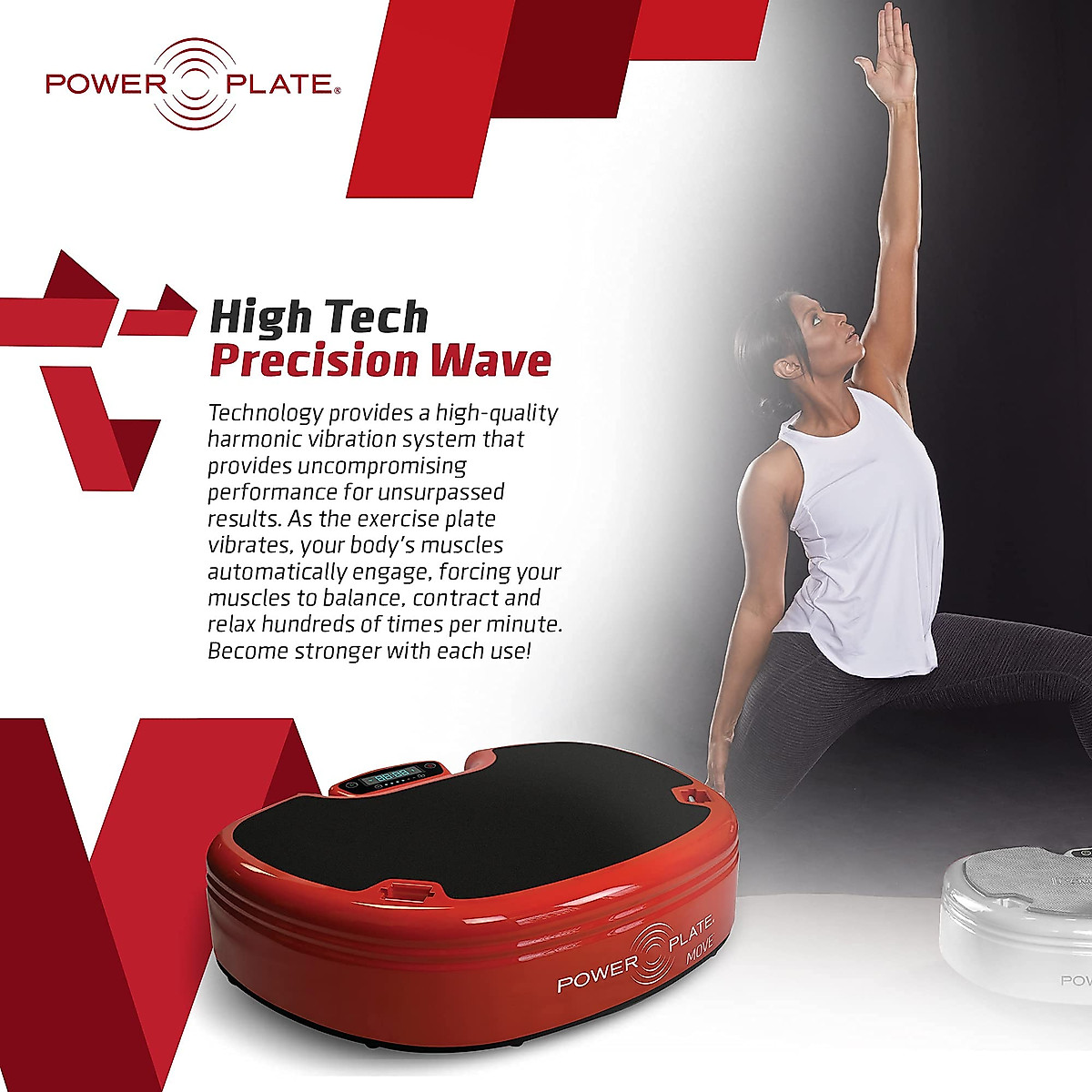 Power Plate Move, Vibrating Exercise Platform, Versatile Full Body Workout, Red