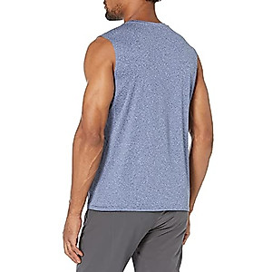 Amazon Essentials Men's Tech Stretch Muscle Shirt, Blue Heather, Large