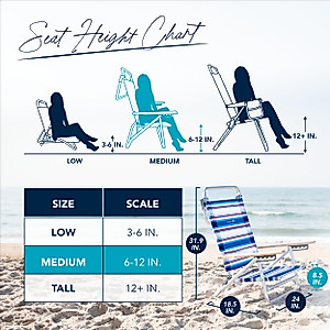 Caribbean Joe Folding Beach Chair, 5 Position Lightweight and Portable Reclining Outdoor Camping Chair with Wooden Armrests and Carry Strap, Red, White and Blue Stripe