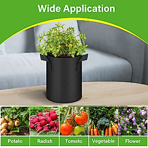 HealSmart 6-Pack 1 Gallon Nonwoven Grow Bags, Aeration Fabric Pots with Handles, Suitable for Garden Fruits, Vegetables and Flowers, Black
