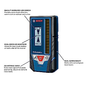 Bosch LR8 Line Laser Level Receiver for Green Beam and Red Beam Laser Leveling Tools