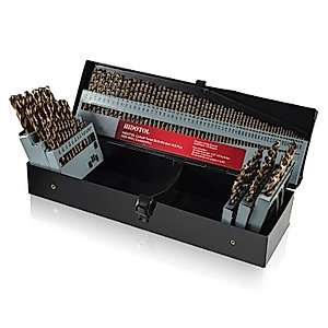 HIDOTOL Cobalt Drill Bit Set 115 PCS - M35 High Speed Steel Twist Jobber Length Drill Bits for Hardened Metal, Stainless Steel, Cast Iron, Plastic and Wood, 1/16"-1/2", A-Z, 1-60