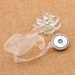 Mggsndi Floral Flower Magnetic Tiebacks Voile Net Door Curtains Ribbon Tie Backs Clip Tie - Convenient Drape TieBacks - for Window Sheer Blackout Draperies Home Office Decorative Coffee