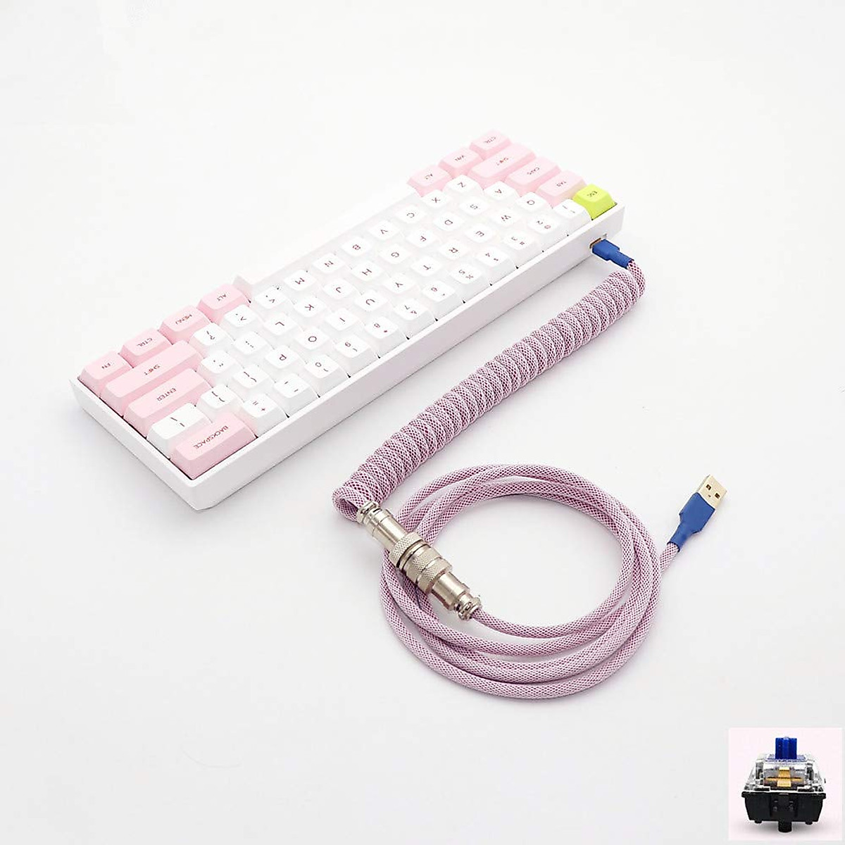 Angitu SK61 Mechanical Keyboard & USB Type C Coiled Cable NKRO Gateron Optical Switch 60% Wired Gaming hot swapping Socket RGB LEDs Type-c PCB (Black Grey, Optical Brown Switch)