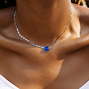 Pura Vida 14" Silver Mood Stone Choker Necklace - Brand Charm, 3" Extender