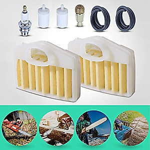 Adefol Chainsaw Air Filter for Husqvarna 362 365 371 372 372XP with Fuel Filter Oil Line Replacement Parts for 503814502 Tune Up Kit Garden Power Tools