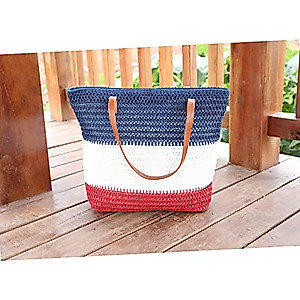 JNF Large Beach Bags for Women Crochet Beach bag Rattan Woven Tote Bag Travel Totes Bohemian Straw Beach Bags and Totes Towel Bag (Straw Beach bag 09)