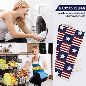 AnyDesign American Flag Swedish Dishcloth Stars Stripes 4th of July Kitchen Towels Reusable Washable Cotton Dish Towels for Independence Day Home Party Cleaning, 7 x 8, 4 Pack