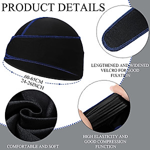 6 Pcs Stringless Silky Durags Wave Cap for Men Satin Doo Rag Compressing Cap Head Wraps for Waves Sleeping (Black)