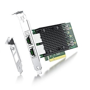 10Gb NIC Dual RJ45 Port PCIe Network Card with Intel X540-AT2 Controller, 10G Ethernet Converged Network LAN Adapter, Support Windows/Linux/Vmware/ESX/Freebsd Server, Compare to Intel X540-T2
