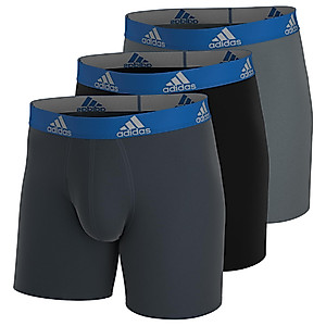 adidas Men's Microfiber Boxer Brief Underwear, Athletic fit (3-Pack), Onix Grey/Black/Collegiate Royal Blue/Performance, Large