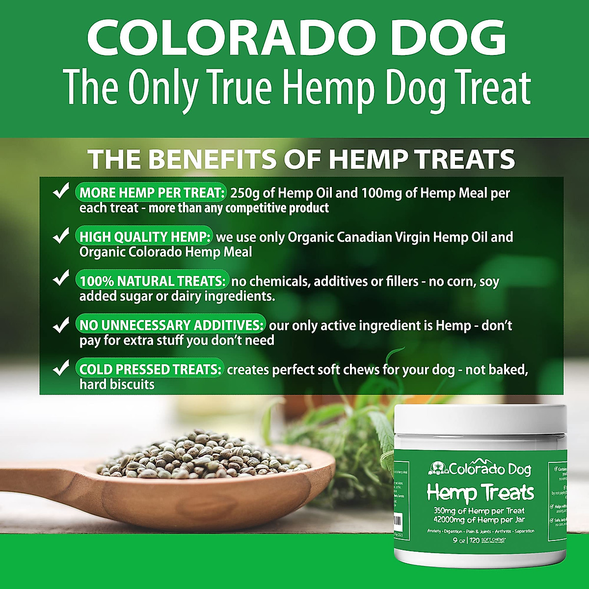 Hemp Calming Chews for Dogs Anxiety Relief - 120 Count - USA Made - 350 MG Per Calming Treat for Dogs