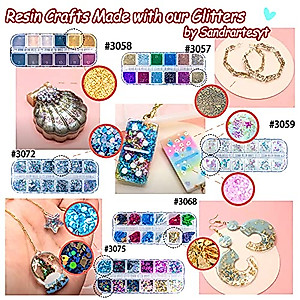 Iridescent Glitters, Holographic Sequins, Laser Flakes, Foil Chips, Beads, Mirror Chrome Pigment Powders, Resin Jewelry Making Kit Art Craft Supplies Pack of 22-Box 264 Designs