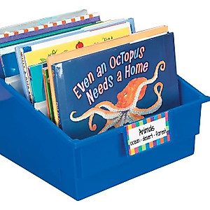 Really Good Stuff 4-Pack Single-Color Picture Book Classroom Library Bins with Dividers