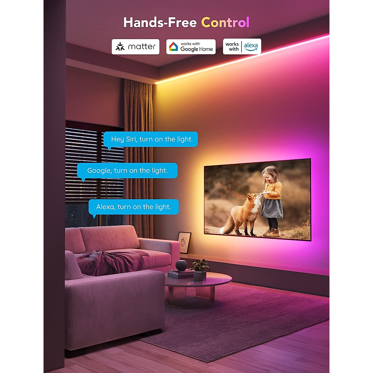 Govee RGBIC LED Strip Lights M1 with Matter, 6.56ft WiFi LED Lights for Cabinet, TV, Bed and Gaming Desk, Smart LED Lights Work with Apple Home, Alexa, Google Assistant and SmartThings, Home Decor