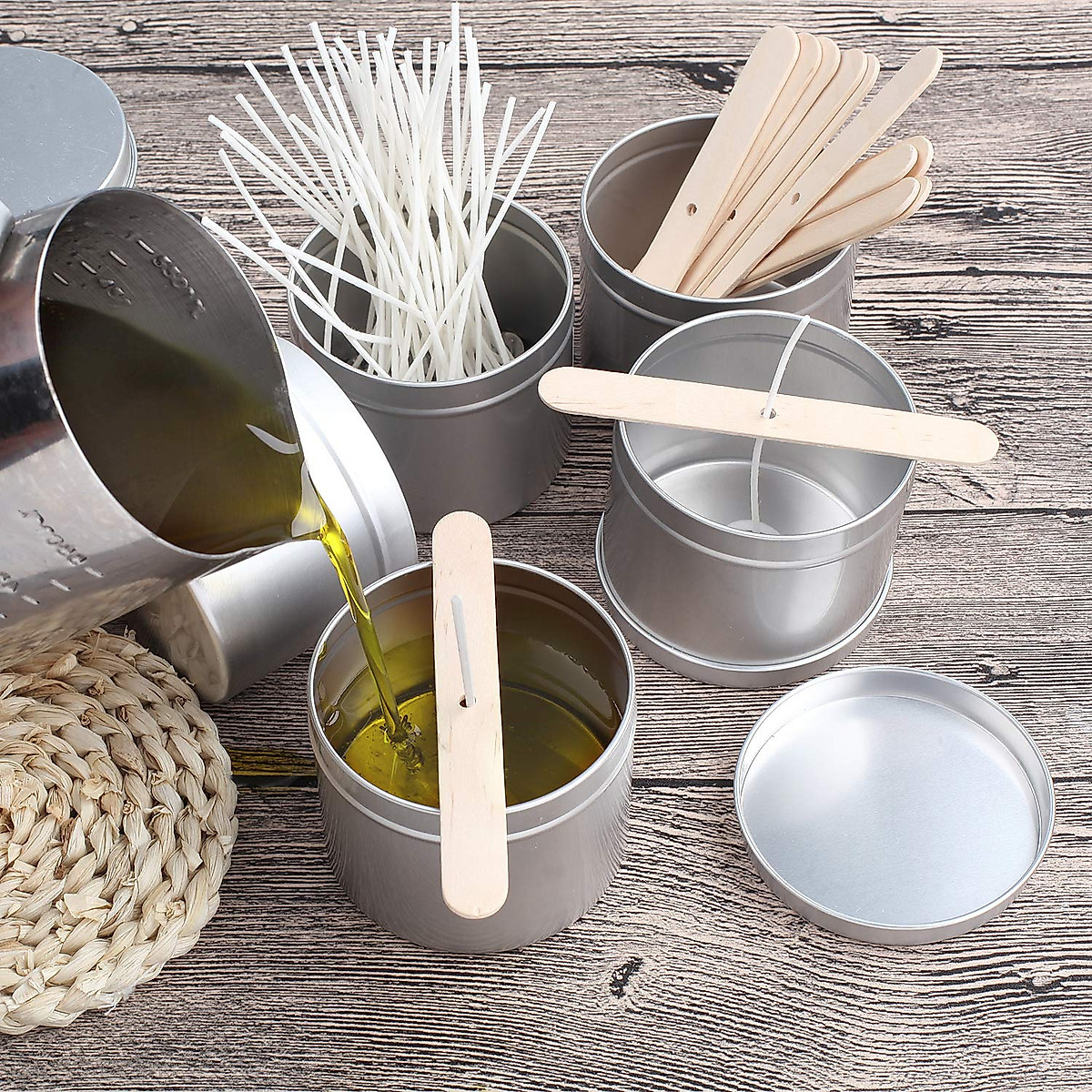 DINGPAI Candle Tin 8oz, Candle Containers for Candle Making, 12 Piece