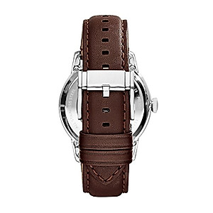 Fossil Men's Townsman Automatic Stainless Steel and Leather Two-Hand Skeleton Watch, Color: Silver, Brown (Model: ME3061)