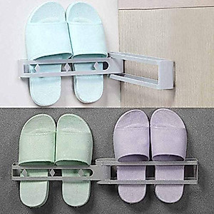 TAZSJG Slippers Rack Shoes Organizer 3 in 1 Wall Mounted ABS Collapsible Holder with Self Adhesive for Bathroom