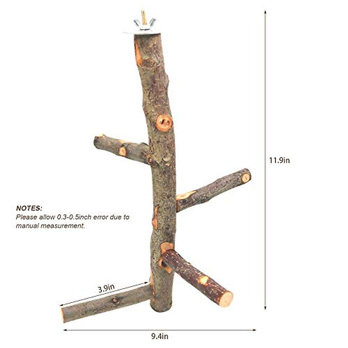 Bird Perch Nature Apple Hard Wood Stand, Parrot Stand Toy Branch Platform Paw Grinding Stick for Small Parakeets Cockatiels Conures Parrots Love Birds Finches Cage Accessories (Set 1)