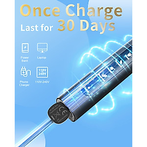 SEAGO Electric Toothbrush for Adults, Ultrasonic Toothbrushes with 8 Brush Heads, Rechargeable Electronic Toothbrush, Black, SG-507